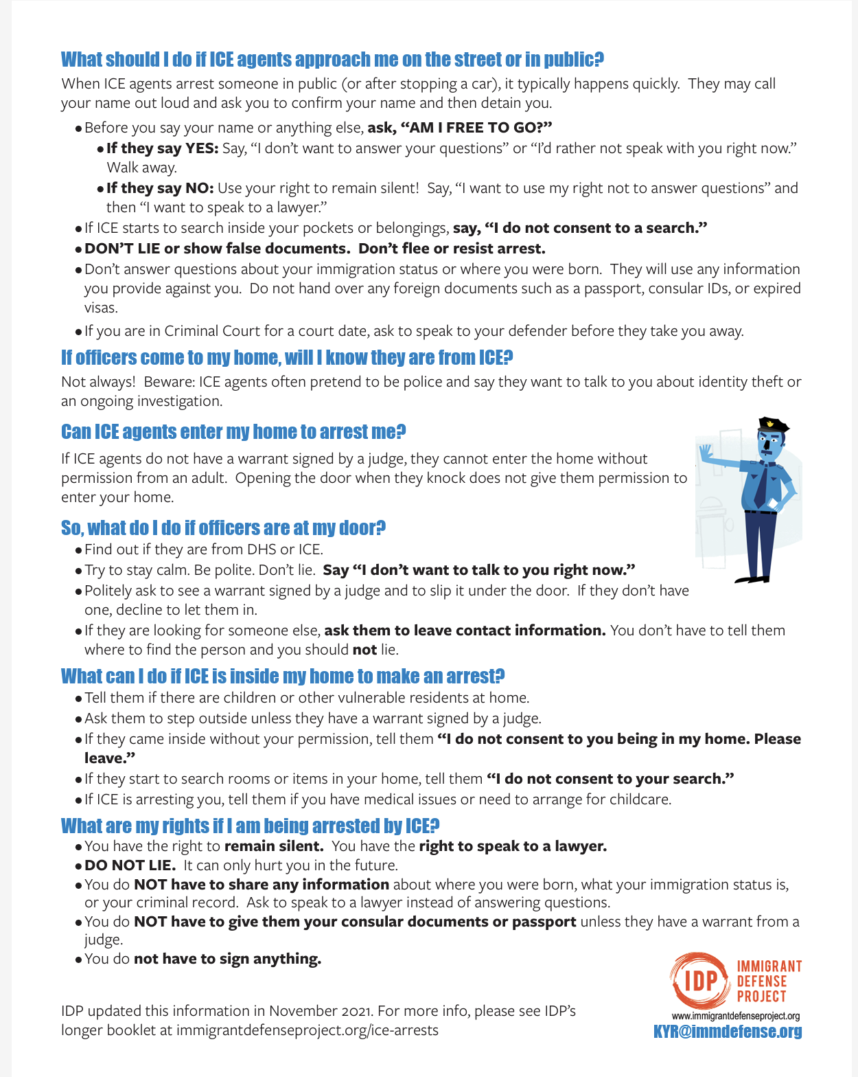 Know your Rights with ICE-Immigrant Defense Project – Immigrant Help NY