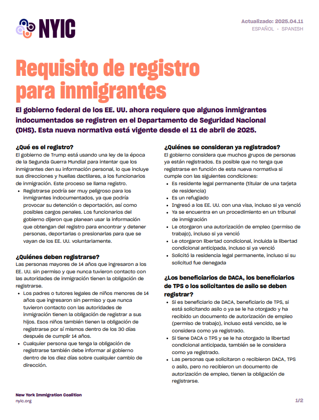 Requisito de registro para inmigrantes-NYIC – Ayuda para inmigrantes NY